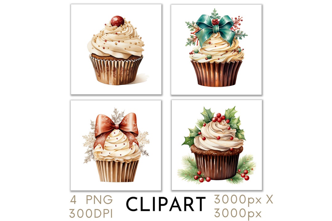 Christmas Cupcakes Clipart Festive Papercrafts Christmas Greeting Cards ...