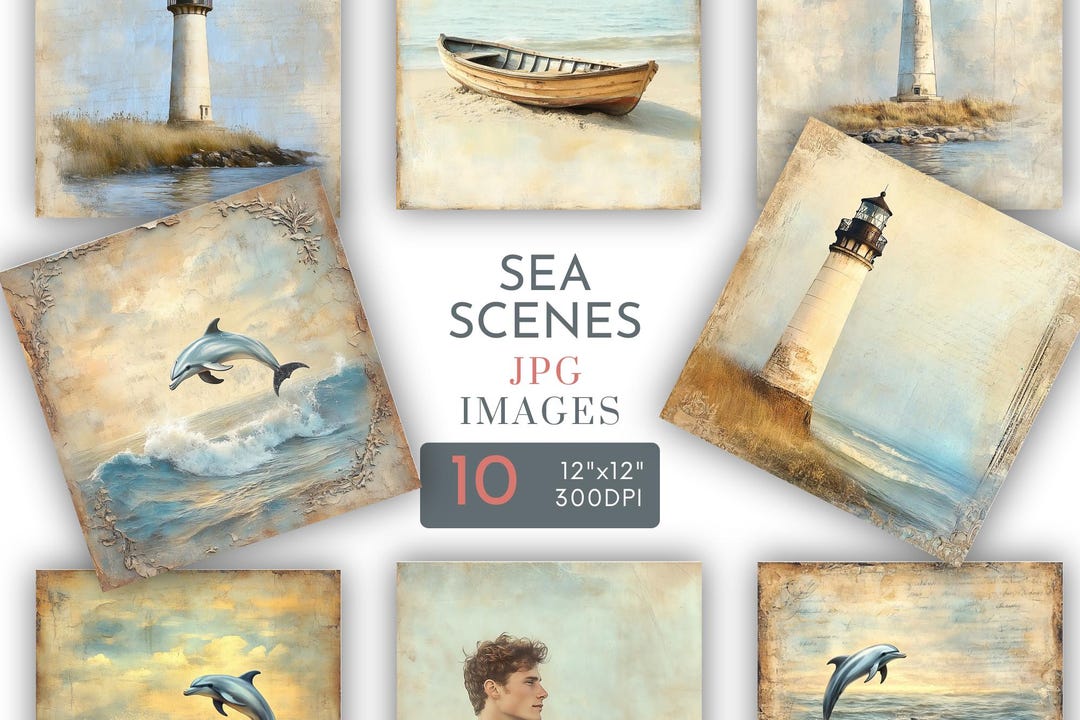 Beach Backgrounds Digital Square Papers Sea Journal Pages Nautical ...