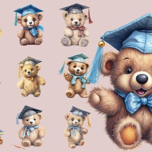 Graduation Teddy Bears Watercolor Clipart PNG Bundle , Coloured ...