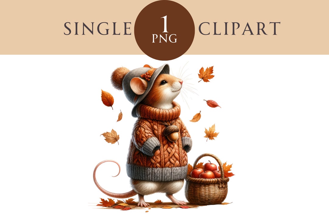 Autumn Cute Mouse Watercolor Clipart PNG, Fall Animals Clipart, Nursery ...