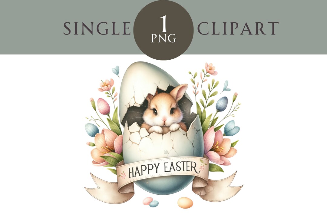 Easter Bunny Clipart, Rabbit Egg Nursery Spring Clipart Baby Shower ...