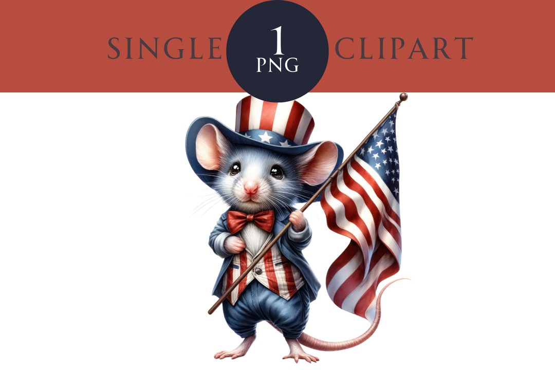 Patriotic Mouse Clipart PNG, 4th July Independence Day American Flag ...