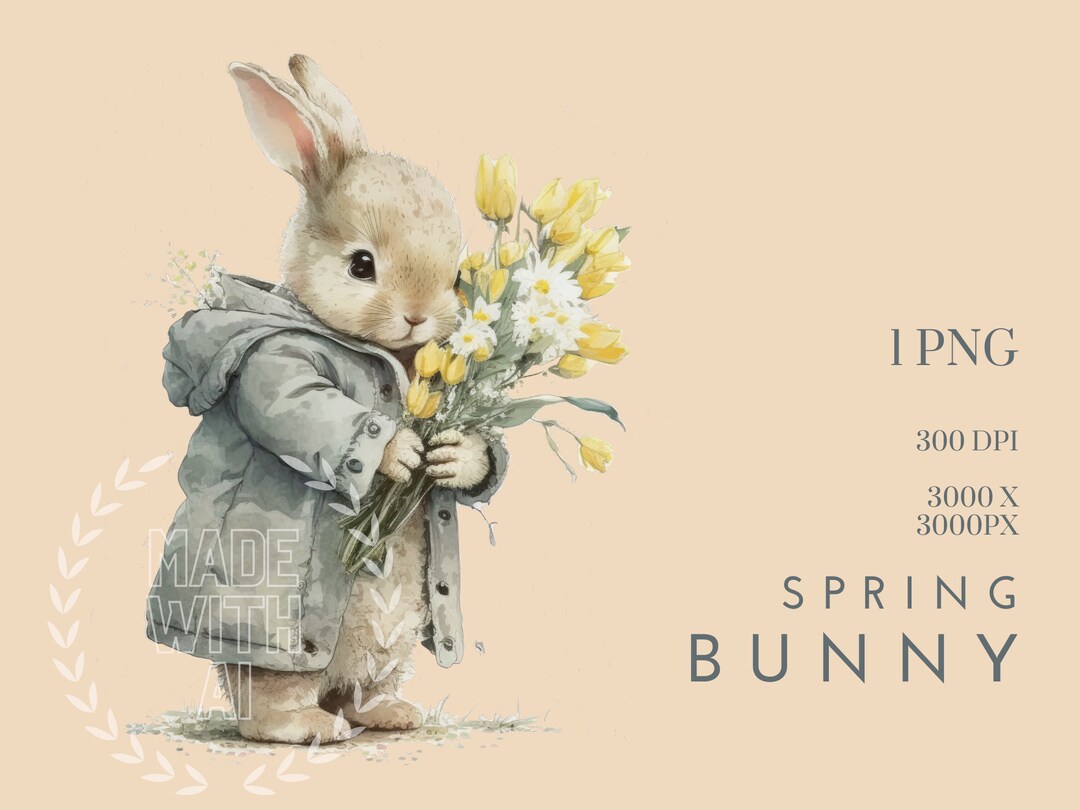 Bunny Clipart , Nursery Spring Clipart , Daffodils Clipart , Easter ...