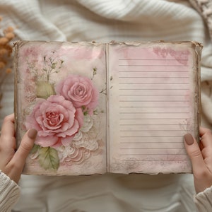 Flower 7 Digital Journal Pages Shabby Chic Flowers Junk Journal Digital ...