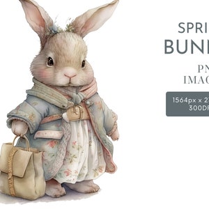 Spring Bunny Watercolor Clipart PNG, Cute Forest Animals Clipart ...