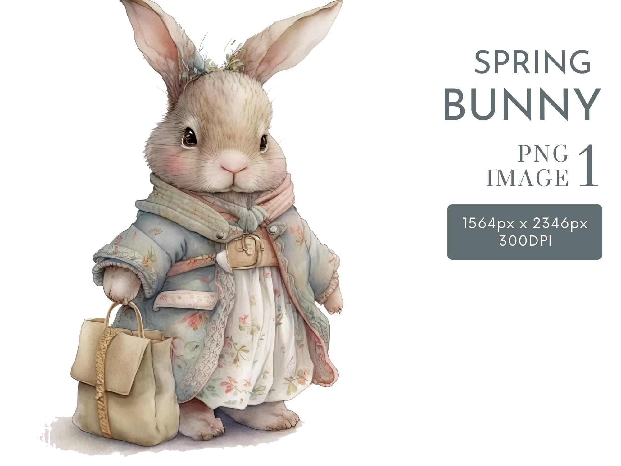 Spring Bunny Watercolor Clipart PNG Cute Forest Animals - Etsy