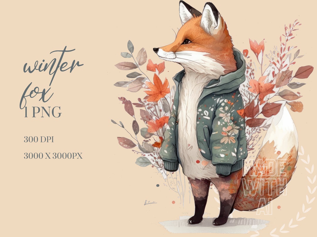 Winter Fox Watercolor Clipart PNG, Forest Animals Clipart, Nursery ...