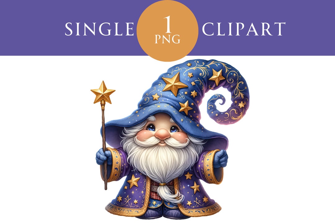Wizard Gnome Clipart, Magical Wall Art PNG, Fantasy Graphics, Magic ...