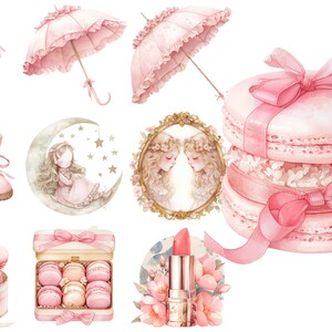 Coquette Watercolor Clipart PNG Bundle , Big Bundle Vintage Pink Girly ...