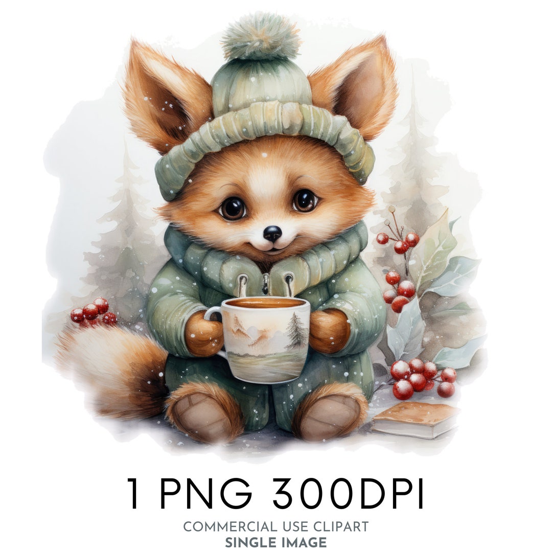 Winter Cute Fox Watercolor Clipart PNG, Forest Animals Clipart, Nursery ...