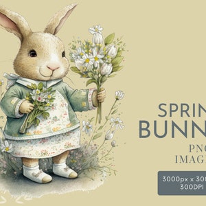 Spring Bunny Watercolor Clipart PNG, Forest Animals Clipart, Nursery ...
