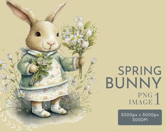 Easter Rabbit Watercolor Clipart PNG, Forest Animals Clipart, Nursery ...