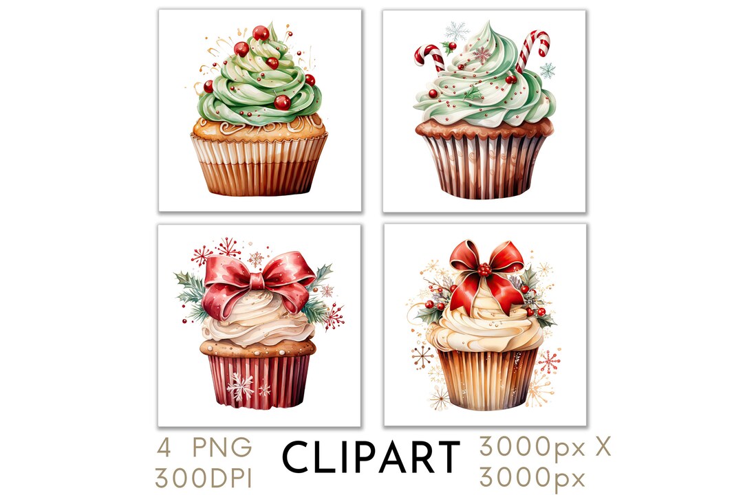 Christmas Cupcakes Clipart Festive Papercrafts Christmas Greeting Cards ...