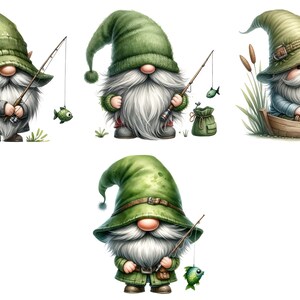 Fishing Gnomes Clipart PNG Bundle, Fish Net Boat Gonk Summer ...