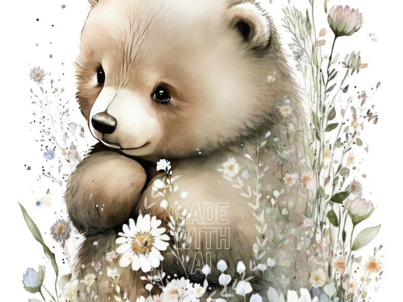 Spring Easter Bear Watercolor Clipart PNG Forest Animals - Etsy