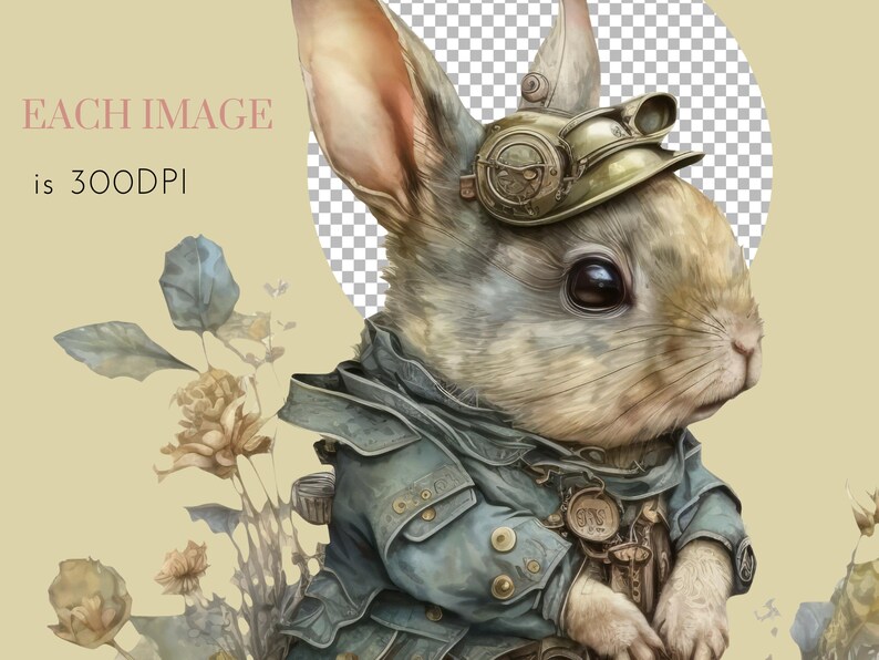 Steampunk Bunny Clipart PNG Nursery Clipart Steampunk - Etsy