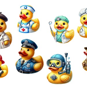 Watercolor Rubber Duck Clipart Bundle: Professions PNG (digital ...