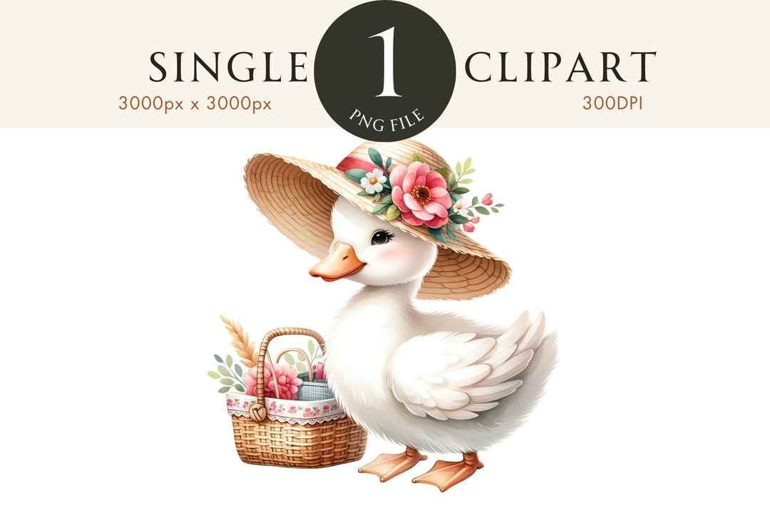 Goose Clipart, Cute Nursery Spring PNG, Summer Illustration, Watercolor ...