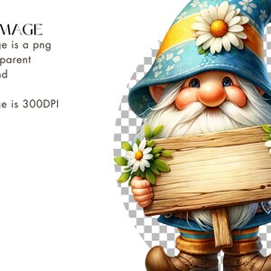 Sign Gnomes Watercolor Clipart PNG, Gnomes With Blank Wood Signs Gonks ...