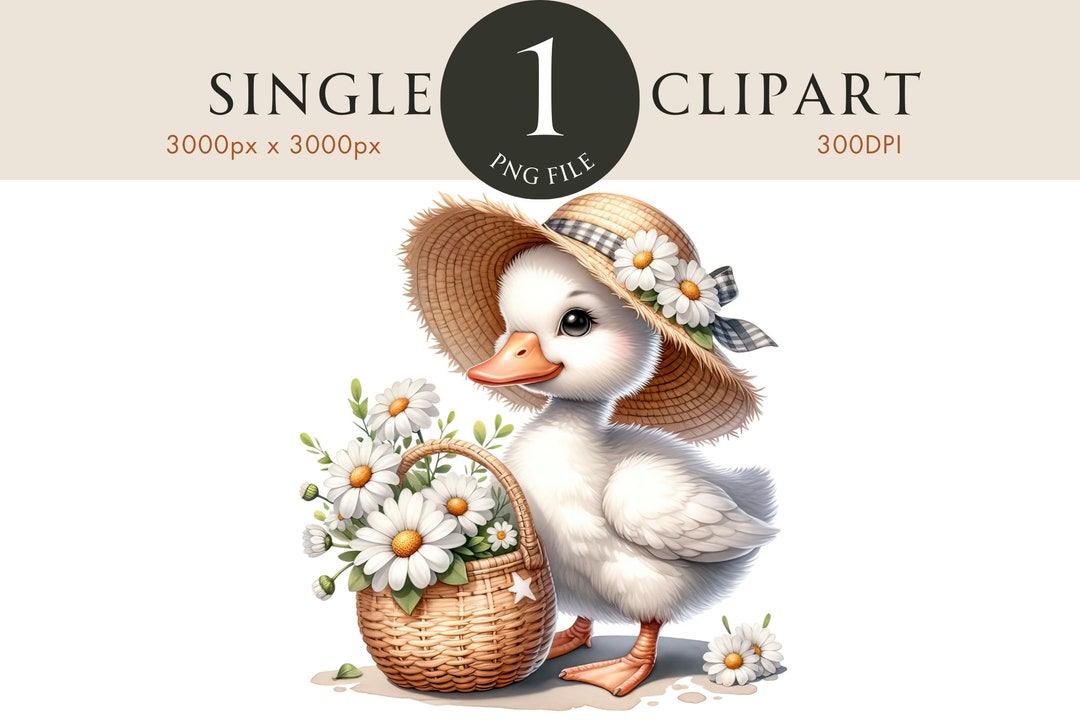 Easter Goose Clipart, Cute Nursery Spring PNG, Summer Illustration ...