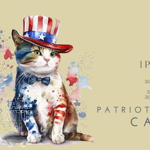 Independence Day Clipart, 4th July Cat Clipart , Patriotic Clipart ...