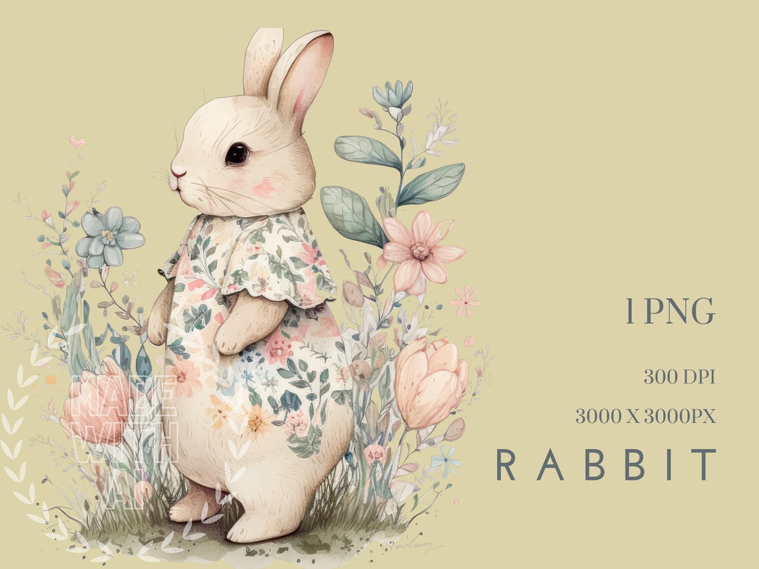 Easter Rabbit Watercolor Clipart PNG, Forest Animals Clipart, Nursery ...