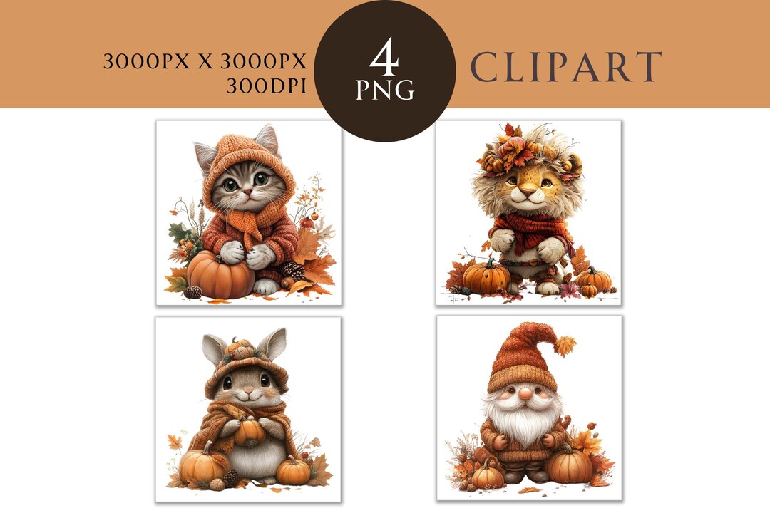 Autumn Clipart Illustration Cute Fall Thanksgiving Watercolor Images ...