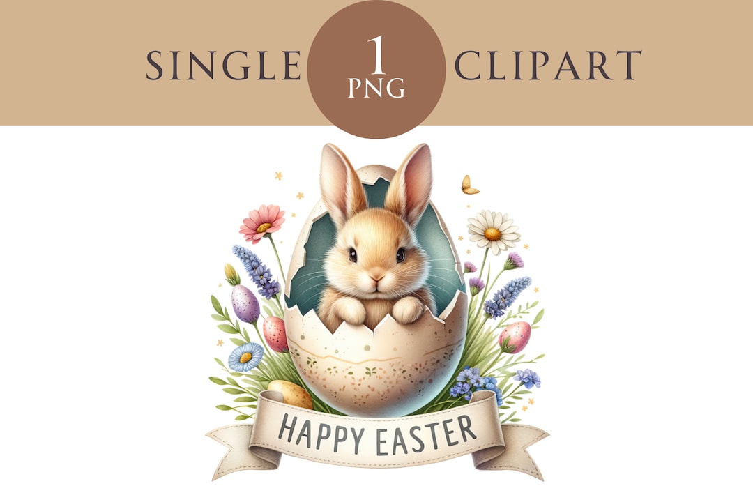 Easter Bunny Clipart, Rabbit Egg Nursery Spring Clipart Baby Shower ...
