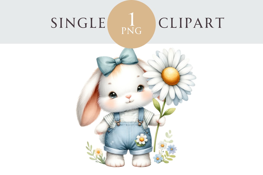 Spring Rabbit Clipart, Easter Bunny PNG Illustration, Mothers Day ...