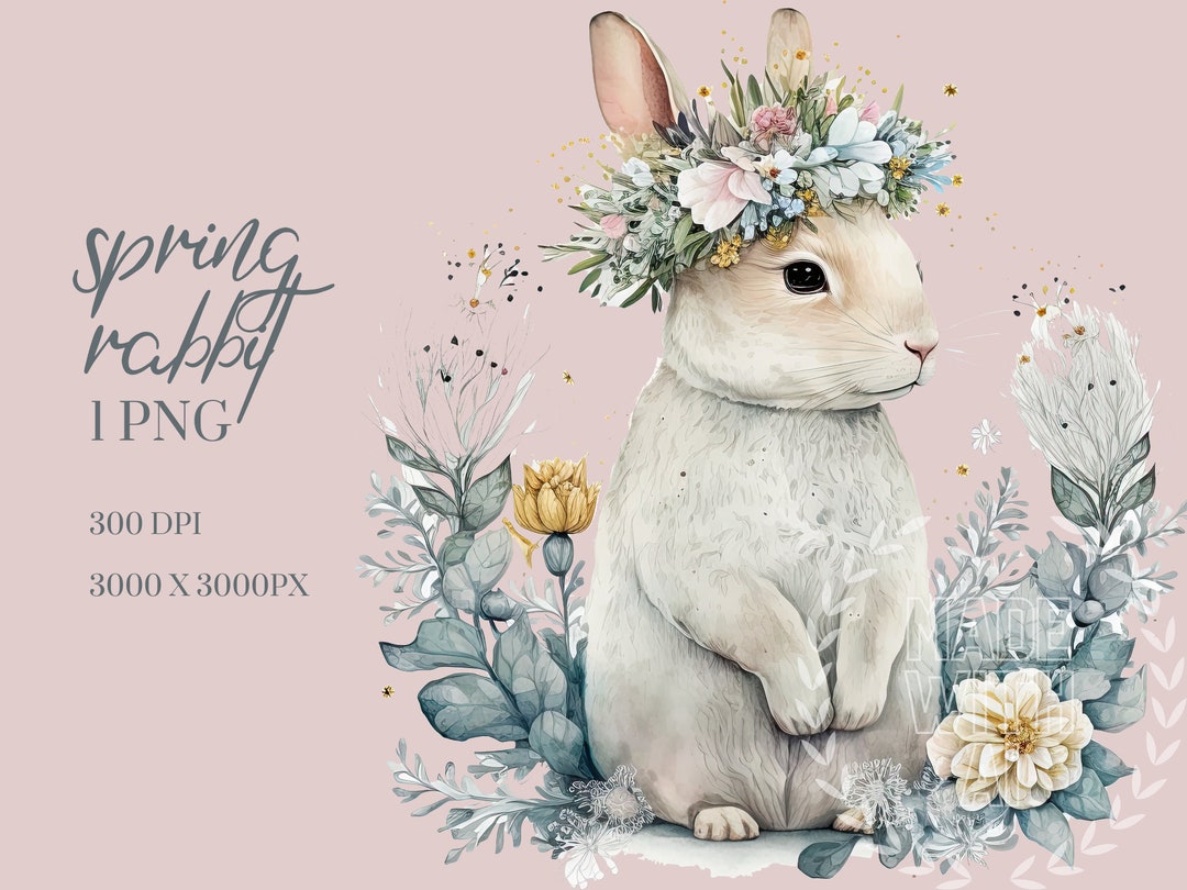 Easter Rabbit Watercolor Clipart PNG, Forest Animals Clipart, Nursery ...
