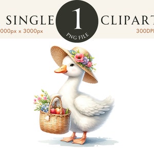Goose Clipart, Cute Nursery Spring PNG, Summer Illustration, Watercolor ...