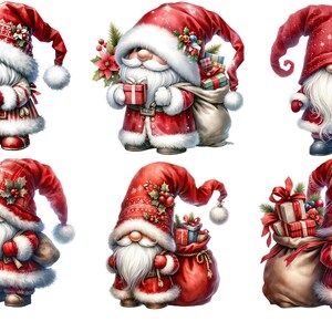 Christmas Santa Gnomes Watercolor Clipart: 19 PNG Festive Xmas Gonks ...