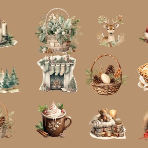 Christmas Watercolor Clipart PNG Bundle , Big Bundle Festive Clipart ...