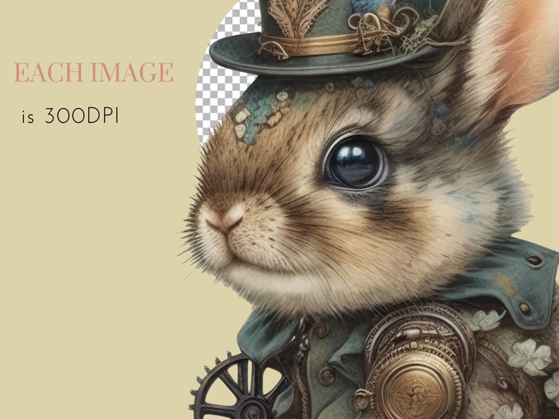 Steampunk Bunny Clipart PNG Nursery Clipart Steampunk - Etsy