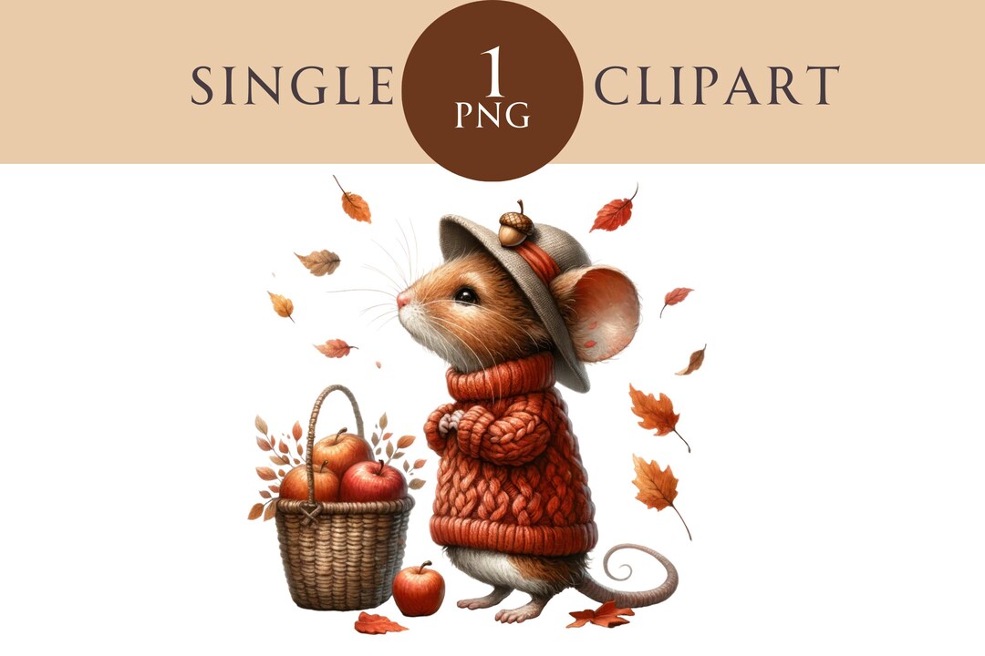 Autumn Cute Mouse Watercolor Clipart PNG, Fall Animals Clipart, Nursery ...