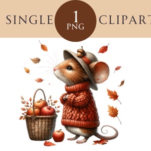 Autumn Cute Mouse Watercolor Clipart PNG, Fall Animals Clipart, Nursery ...