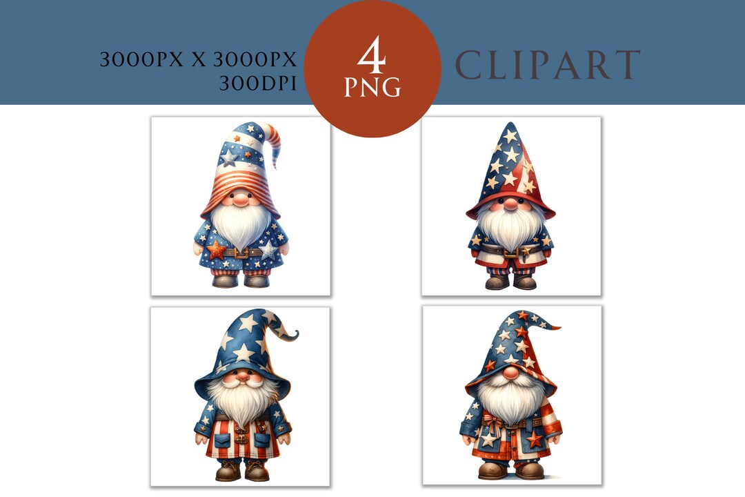 4th July Gnomes Clipart PNG 4 Patriotic Independence Day Gonks America ...