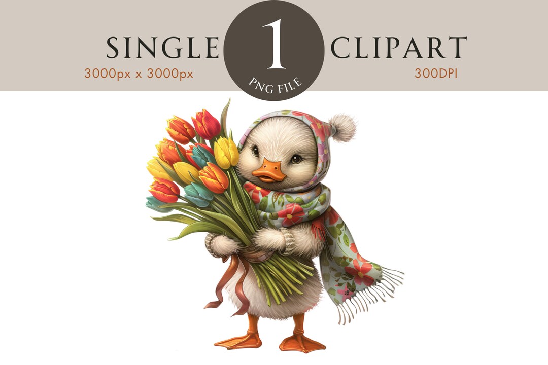 Duck Clipart, Cute Nursery Spring PNG, Summer Illustration, Watercolor ...