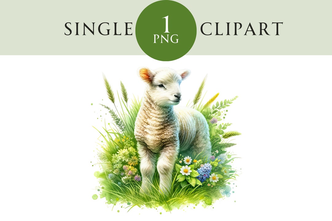 Easter Lamb Clipart, Spring Lamb Nursery Clipart Green Meadow, Easter ...
