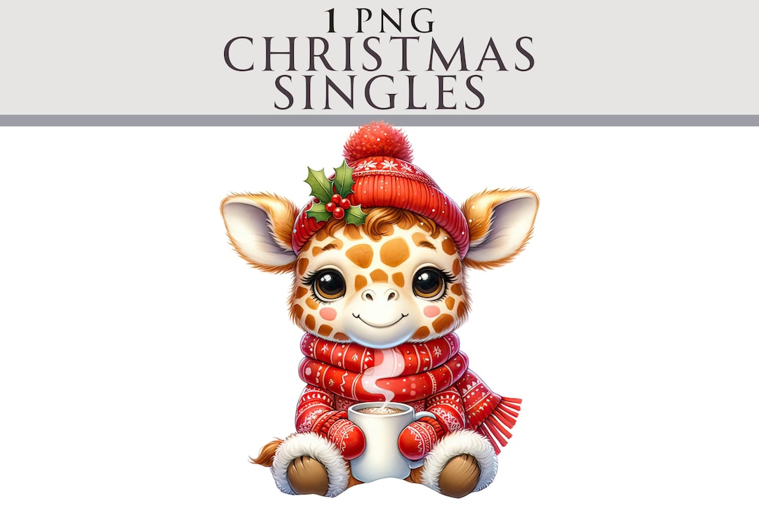Cute Giraffe Clipart, Christmas Cocoa Winter PNG, Winter Illustration ...