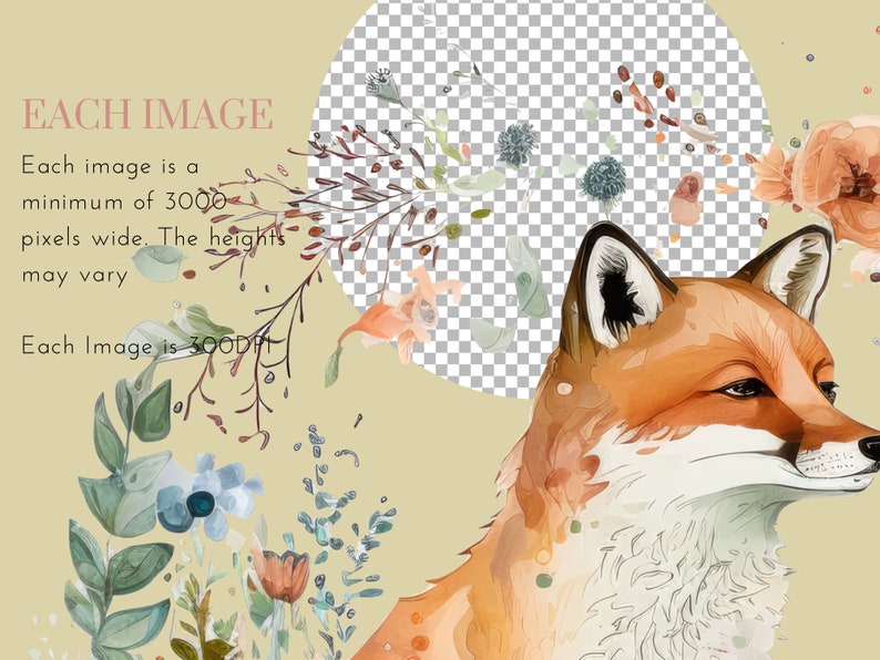 Spring Fox Watercolor Clipart PNG Forest Animals Clipart - Etsy UK