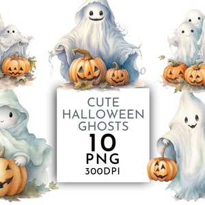 Cute Ghost Clipart Watercolor, Halloween PNG, Halloween Clipart , Junk ...