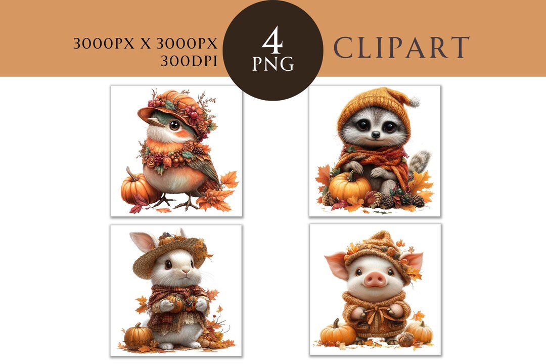Autumn Clipart Illustration Cute Fall Thanksgiving Watercolor Images ...