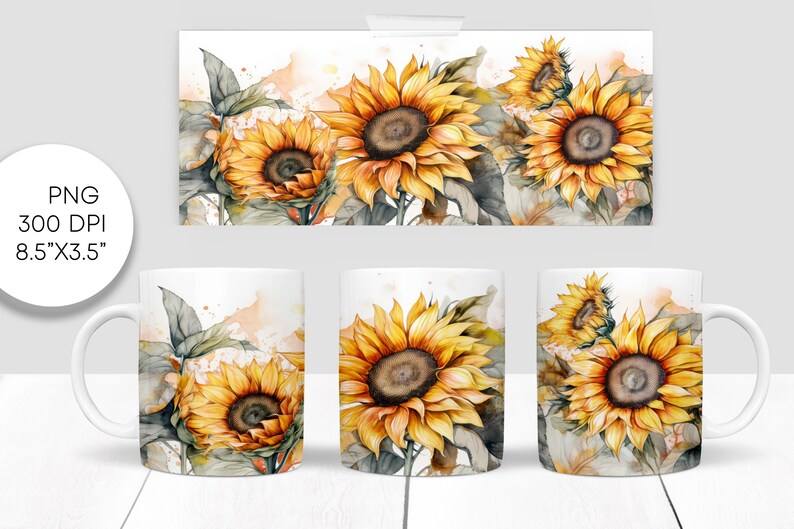 Watercolor Flower Mug Template Bundle Sublimation Mug Design - Etsy ...