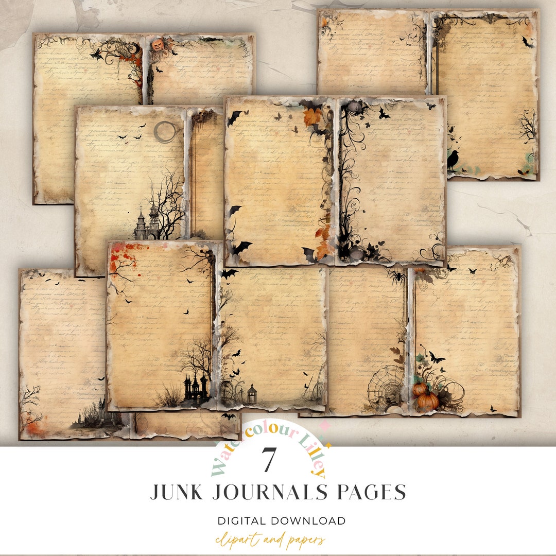 Vintage Halloween Junk Journal Bifolds Pages, Spooky Junk Journal ...