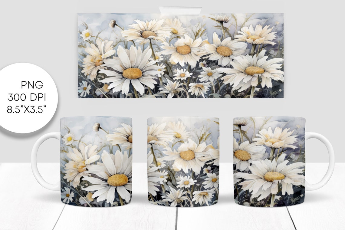 Watercolor Flower Mug Template Bundle: Sublimation PNG (digital ...