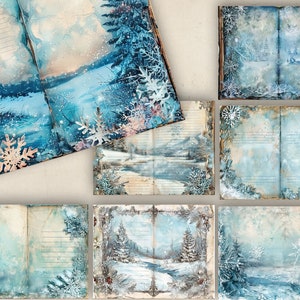 Ice Journal Pages 7 Shabby Chic Junk Journal Digital Paper Winter ...