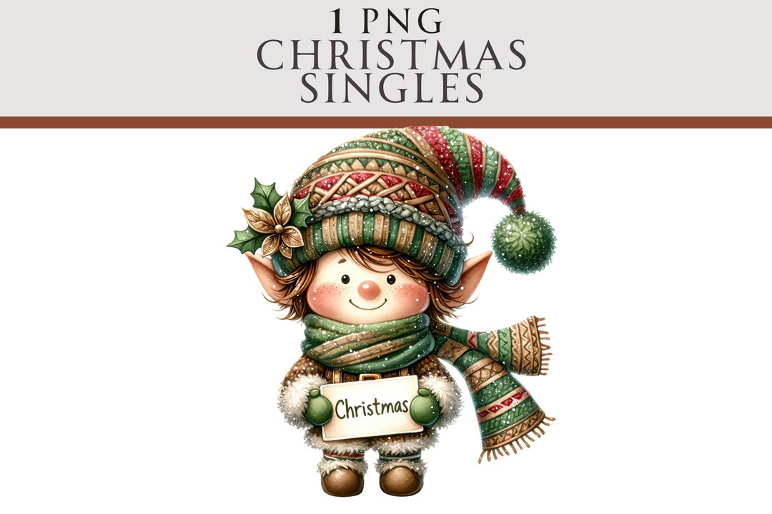 Christmas Elf Clipart, Festive Elves Clipart, Xmas Illustration for ...