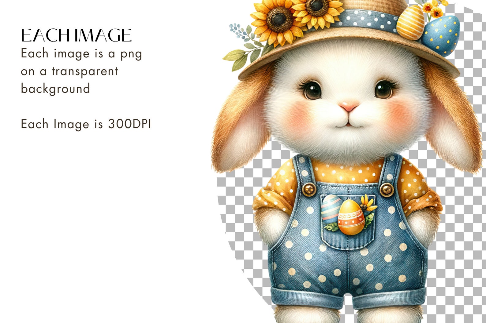 Cute Easter Animals Clipart PNG Bundle, Bunny Chick Lamb Nursery ...