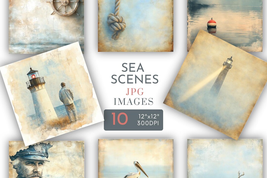 Beach Backgrounds Digital Square Papers Sea Journal Pages Nautical ...